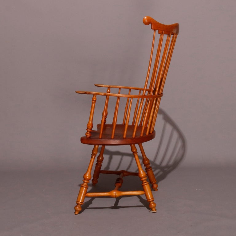 Pair of Boston Americana Handmade Fan-Back Oak Windsor Chairs, 20th ...