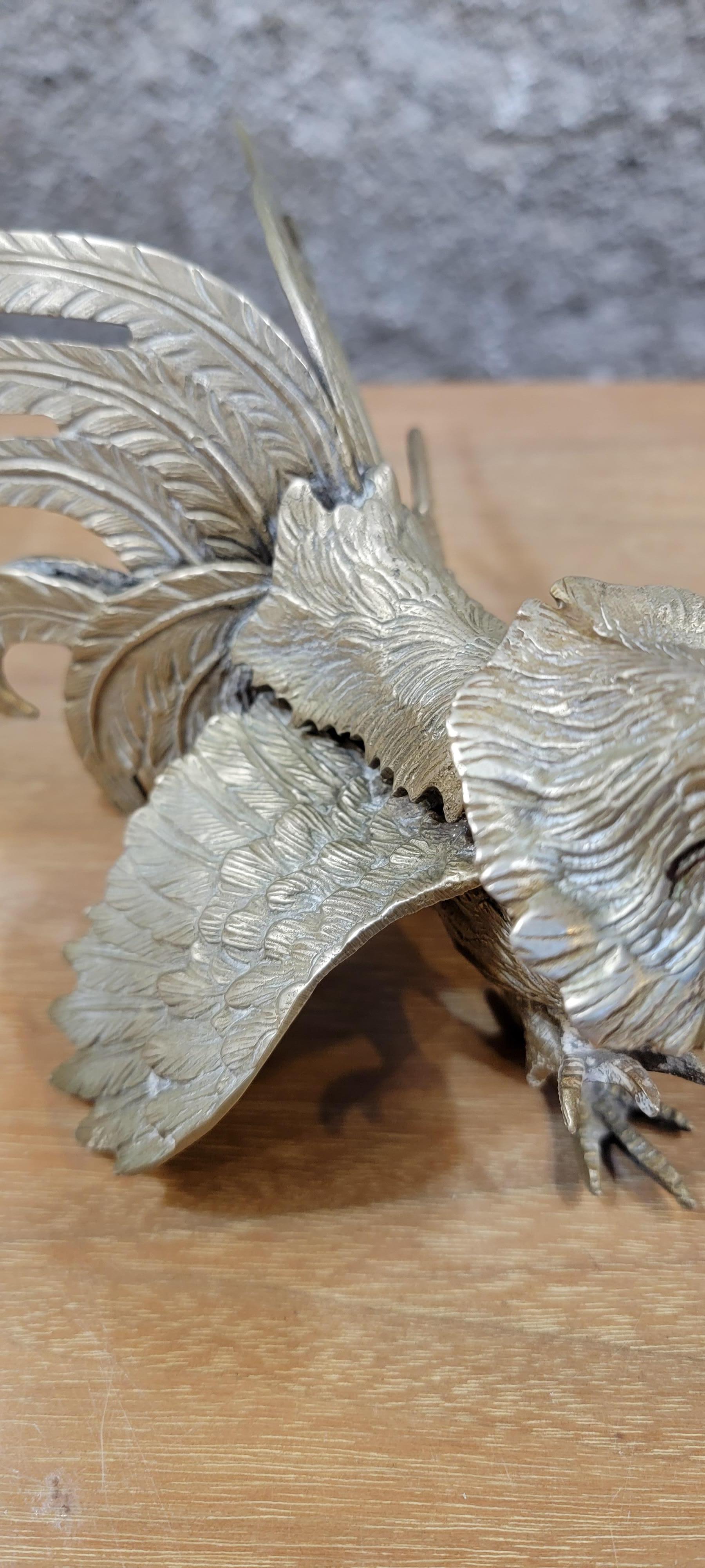 Pair Brass Fighting Roosters For Sale at 1stDibs