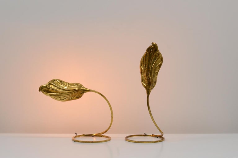 Pair Brass Leaf Tables Lamps by Carlo Giorgi and Tommaso Barbi for ...