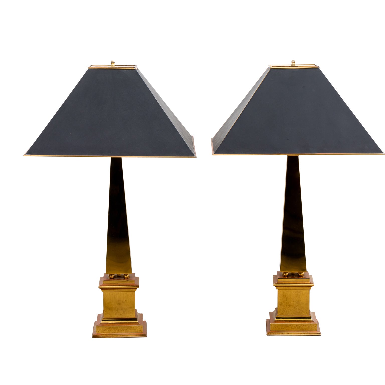 Pair Brass Obelisk Table Lamps at 1stDibs