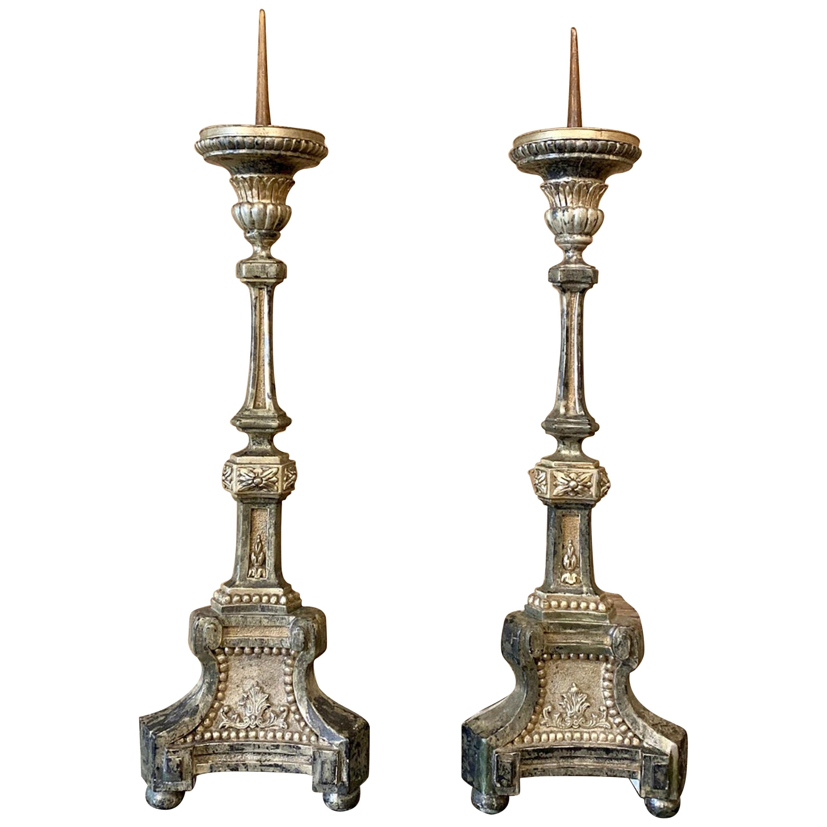 Antique Pair of Candlesticks, Italy, 18th Century at 1stDibs