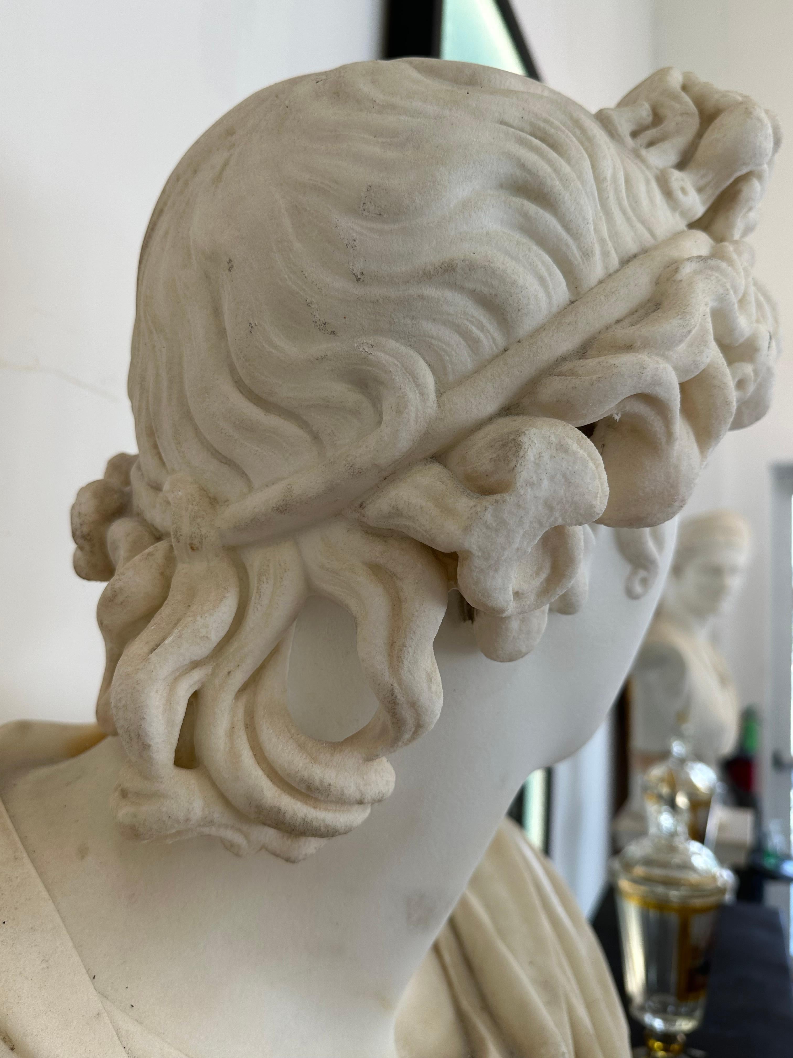 Pair Carrara Marble Busts from Apolo and Diana with original pedestals ...