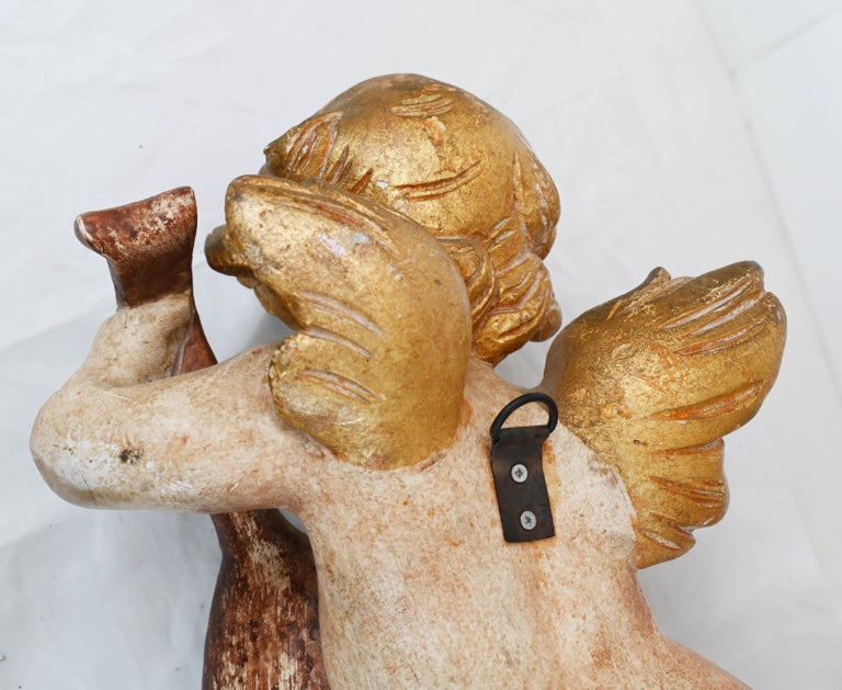 Pair Carved Italian Cherubs Painted Putti at 1stDibs
