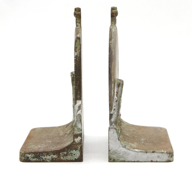 Pair Cast Iron Viking Ship Bookends Full Sail Bradley and Hubbard ...