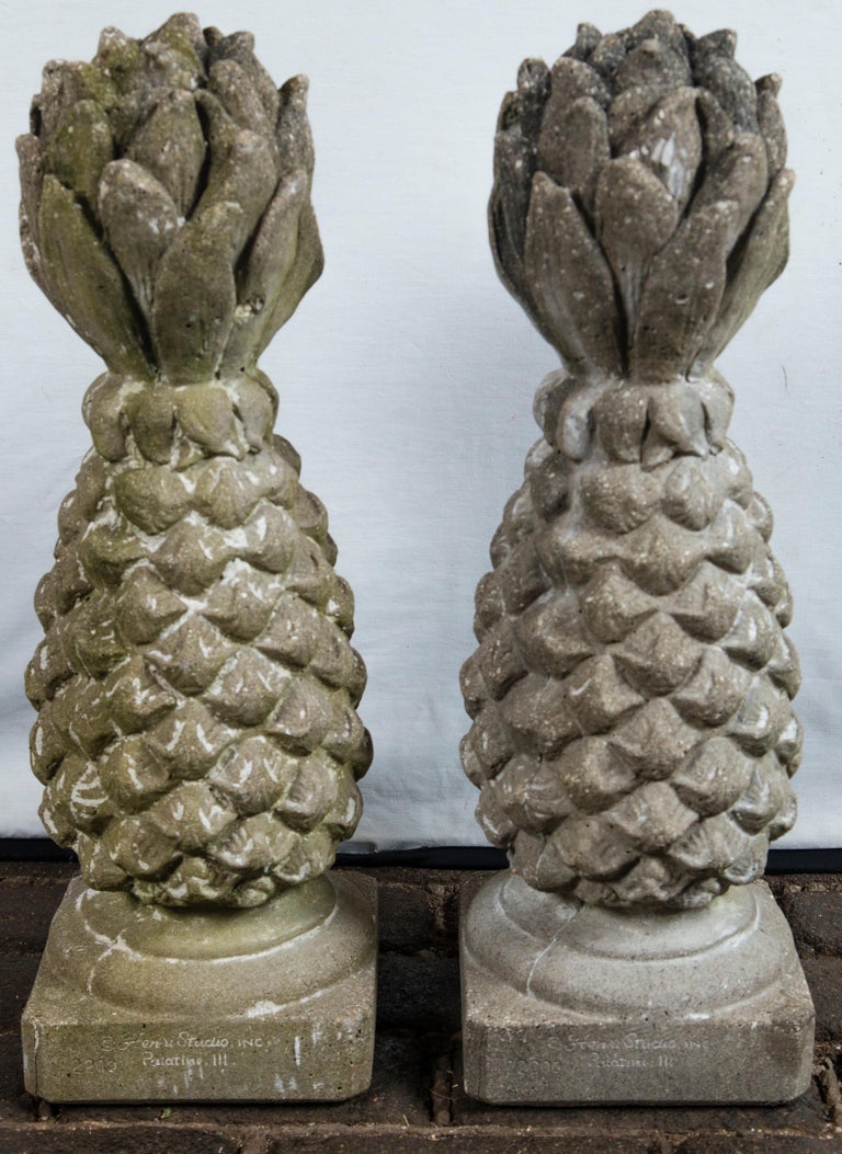 Pair of Cast Stone Pineapple Garden Ornaments at 1stDibs | stone ...