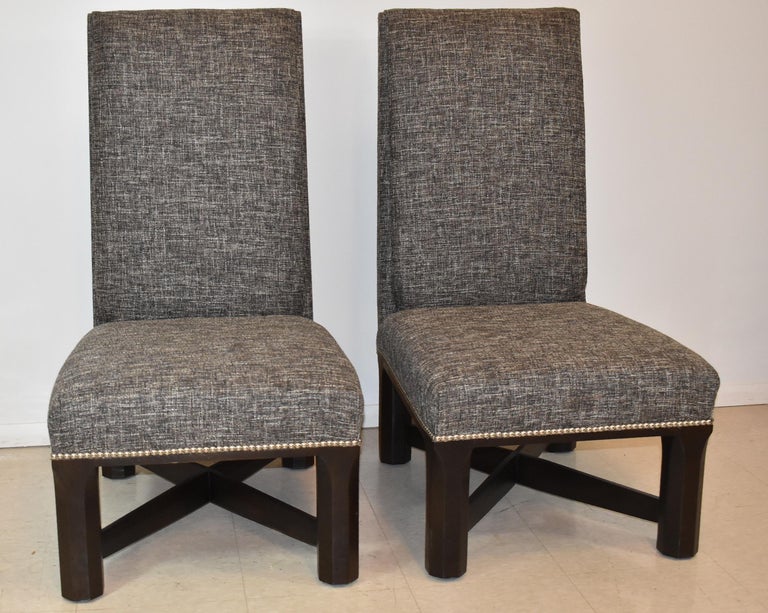 Pair of Century Furniture Parson Side Chairs Nail Head Trim For Sale at ...