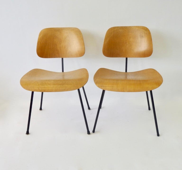 Pair of Charles and Ray Eames Metal Leg Dining Chairs DCM for Herman ...