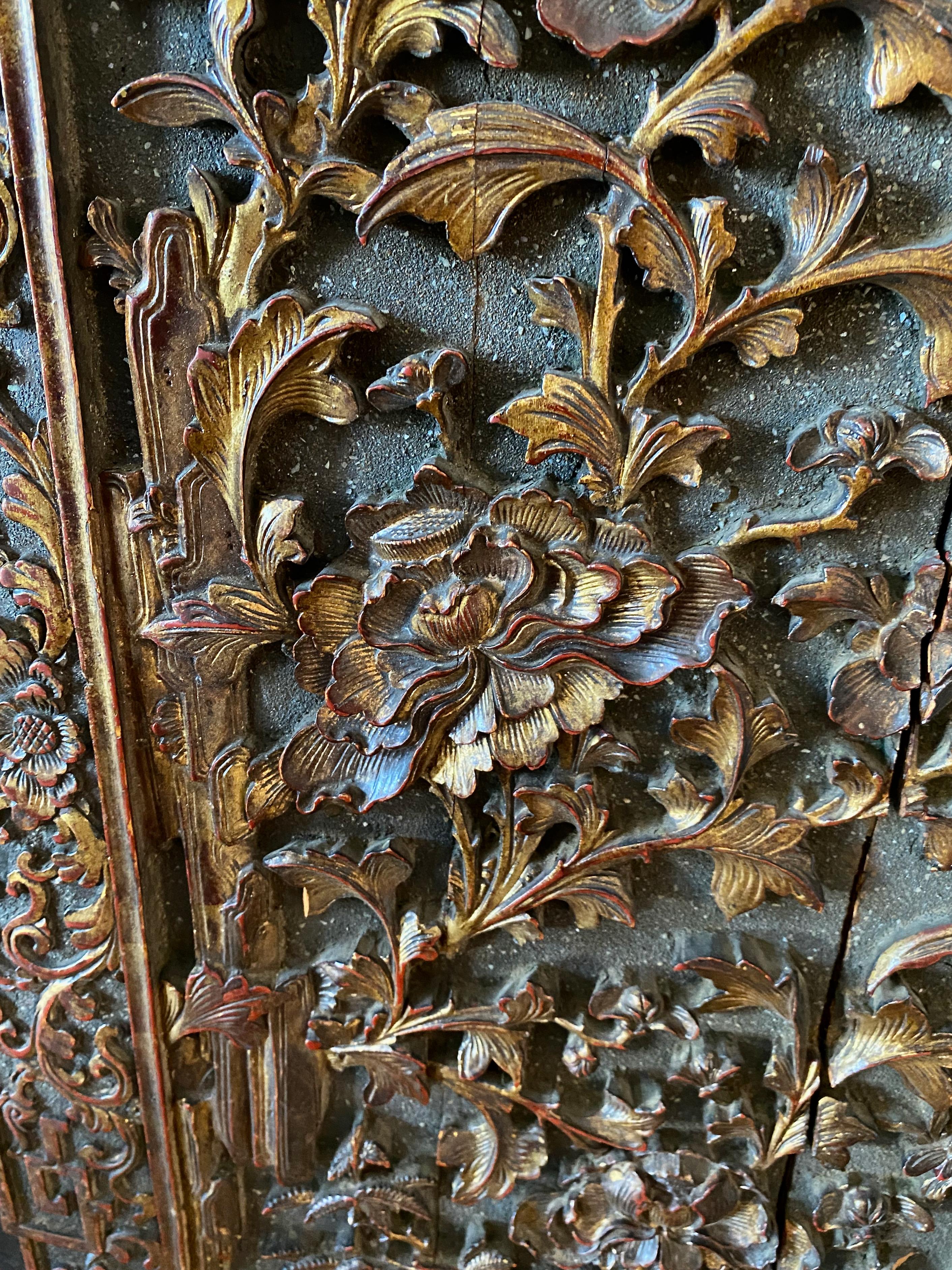 Pair Chinese Carved Panels, 19th Century For Sale at 1stDibs