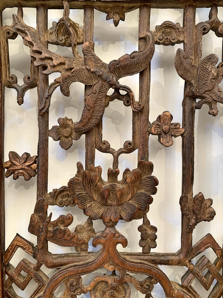 Pair Chinese Carved Hanging Window Panels, Qing Dynasty, 18th Century ...