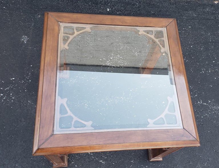 Pair Chinese Chippendale Fruitwood Glass Inset Side Tables For Sale at ...