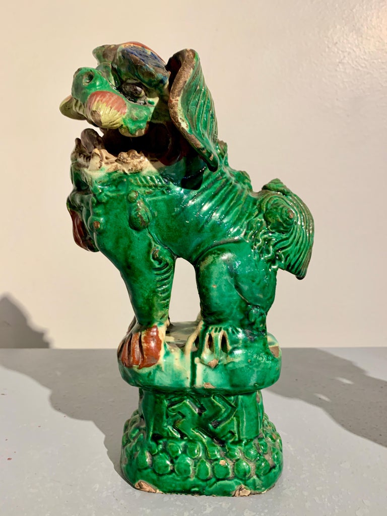 Pair Chinese Green Glazed Foo Dogs, Qing Dynasty, circa 1900, China at ...