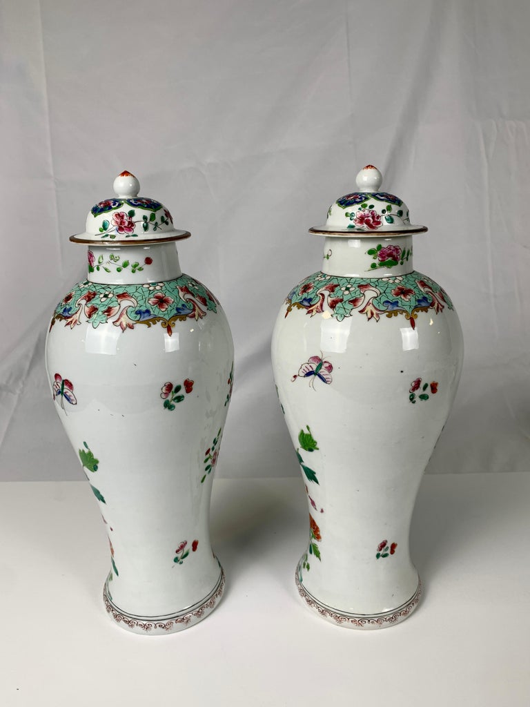 Pair of Chinese Porcelain Mantle Vases in the Famille Rose Palette at ...