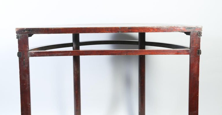 Pair Chinese Lacquer Demilune Tables, Qing Dynasty at 1stDibs