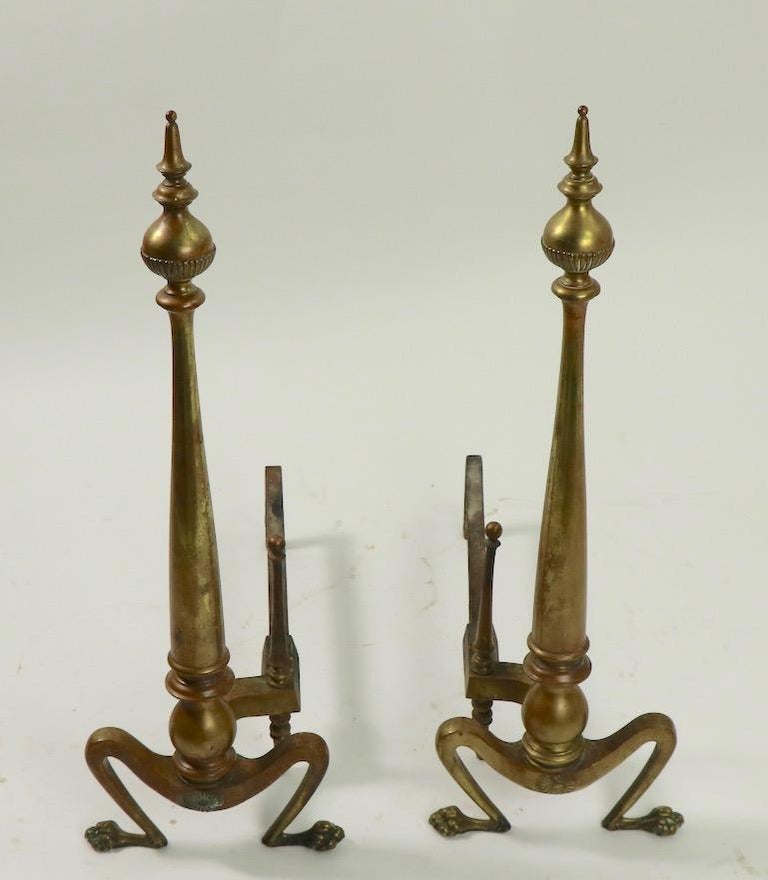 Pair of Classical Brass Andirons For Sale at 1stDibs