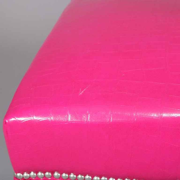 Pair of Contemporary Fuschia Alligator Skin Leatherette Accent Chairs ...