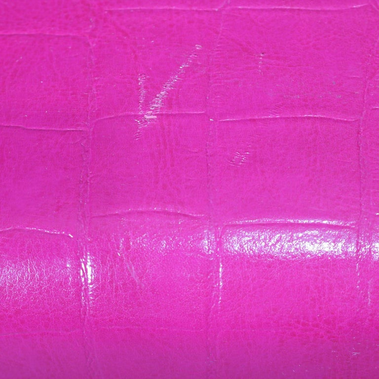 Pair of Contemporary Fuschia Alligator Skin Leatherette Accent Chairs ...