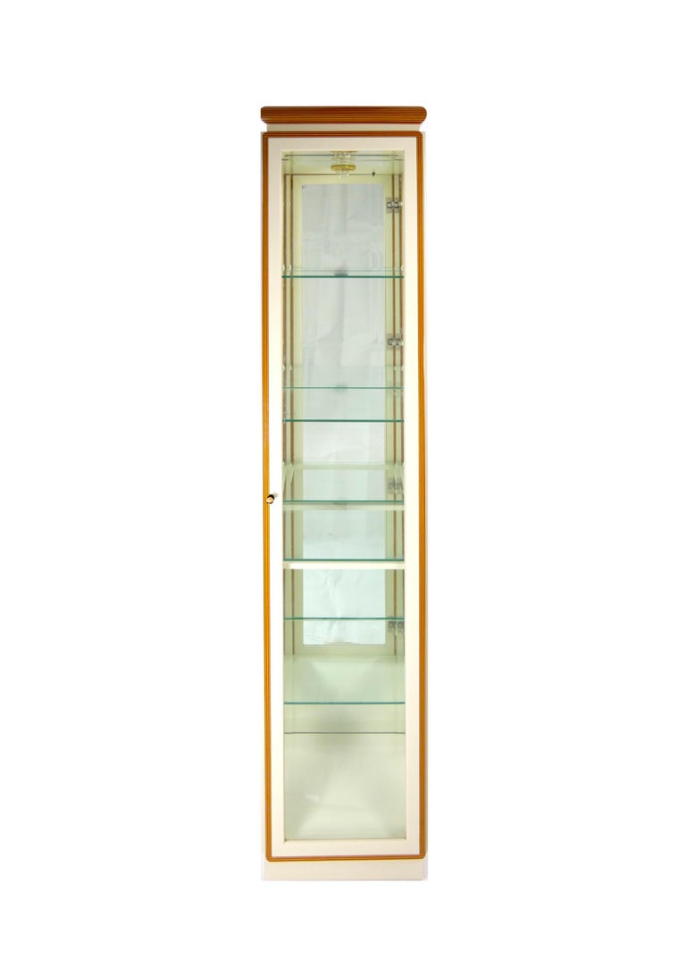 Pair Contemporary Modern Lacquered Wood Frame and Glass Vitrine at 1stDibs