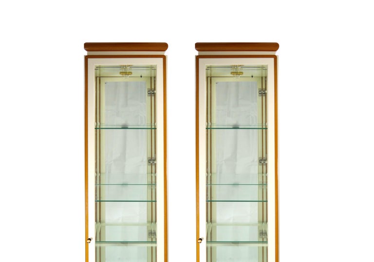 Pair Contemporary Modern Lacquered Wood Frame and Glass Vitrine at 1stDibs