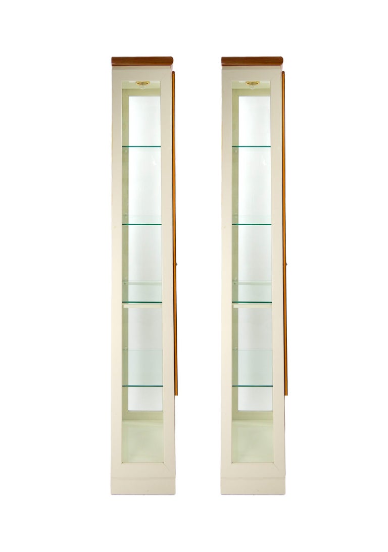 Pair Contemporary Modern Lacquered Wood Frame and Glass Vitrine at 1stDibs