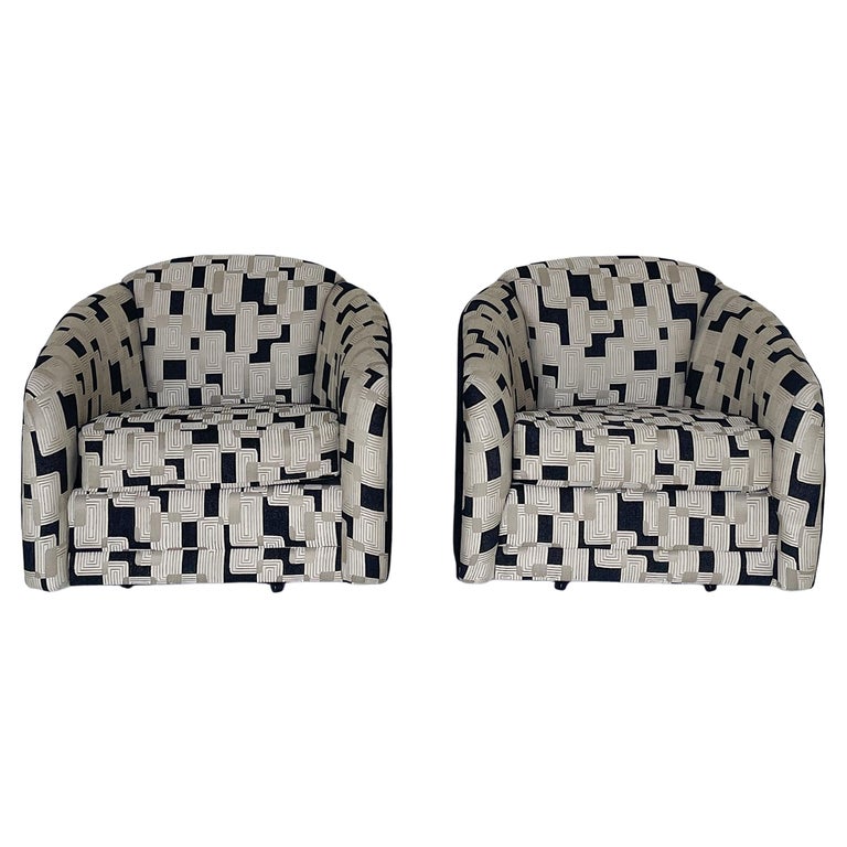 Pair Contrasting Printed Club Chairs at 1stDibs