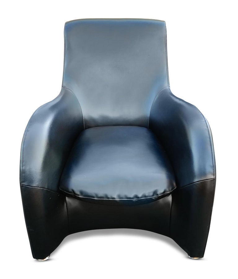 Pair Curvy Leather Lounge Chairs Style of Gerard Van Den Berg Montis ...