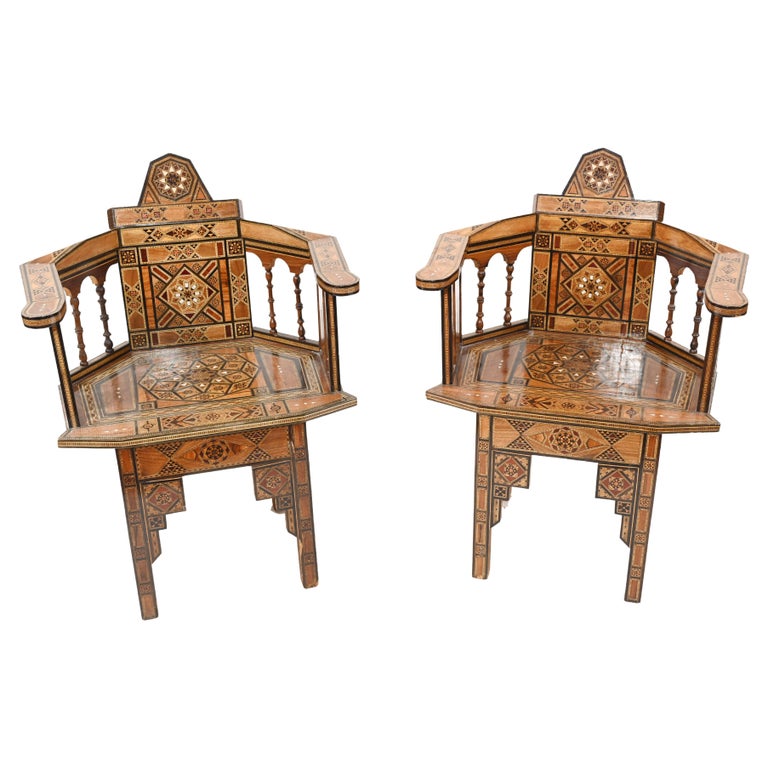 Pair Damascan Chairs Inlay Arabic Syrian Interiors 1920 at 1stDibs ...