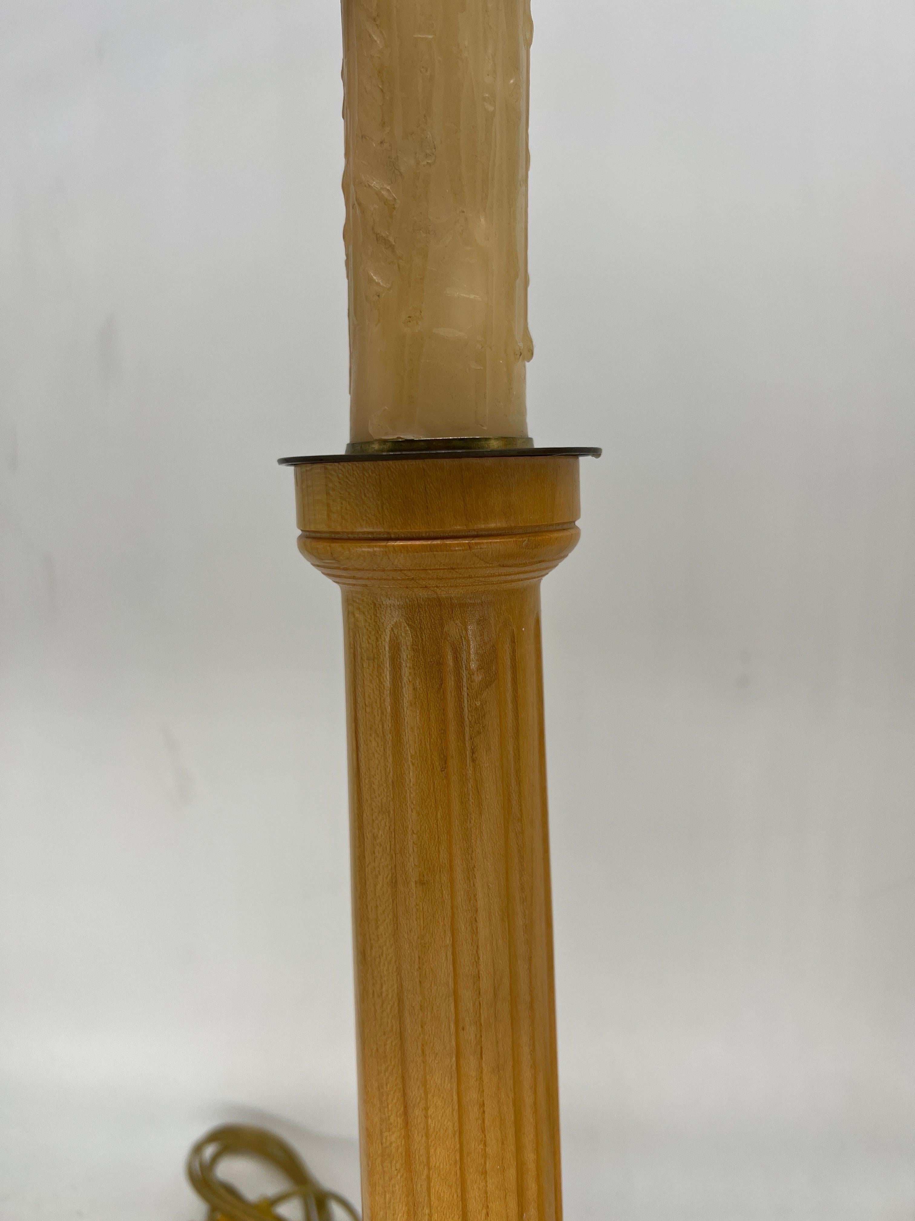 Pair, David Linley Fluted Sycamore and Marble Candlestick Lamps For ...