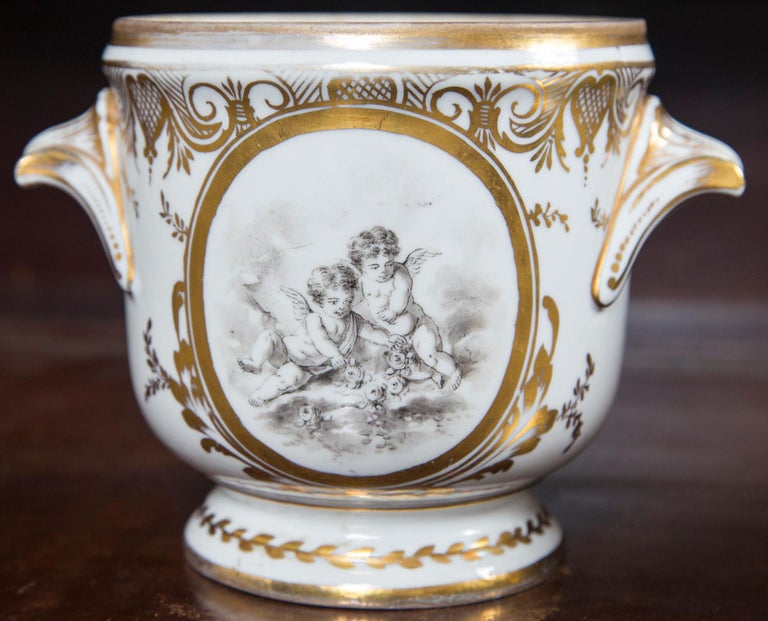 Pair of Decorated White French Porcelain Cache Pots at 1stDibs | cache-pots