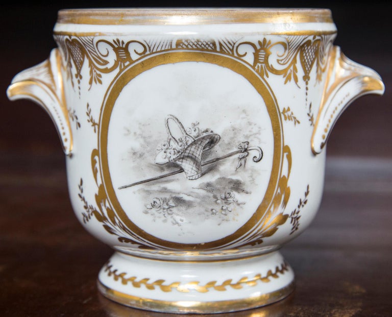 Pair of Decorated White French Porcelain Cache Pots at 1stDibs | cache-pots