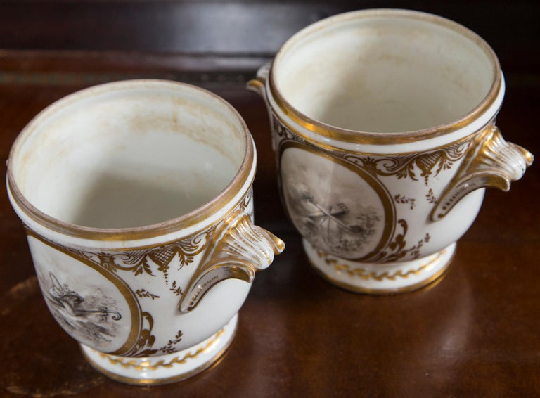 Pair of Decorated White French Porcelain Cache Pots at 1stDibs | cache-pots