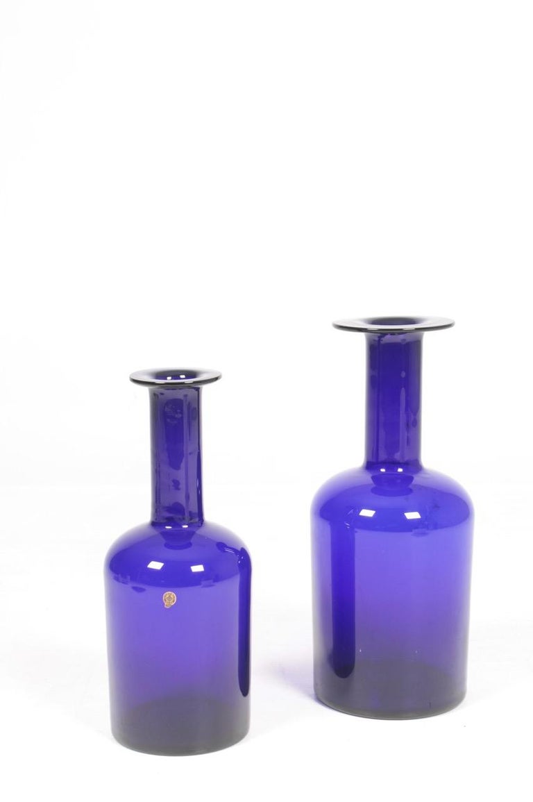 Pair of Decorative of Midcentury Vases in Blue Glass by Otto Bauer ...