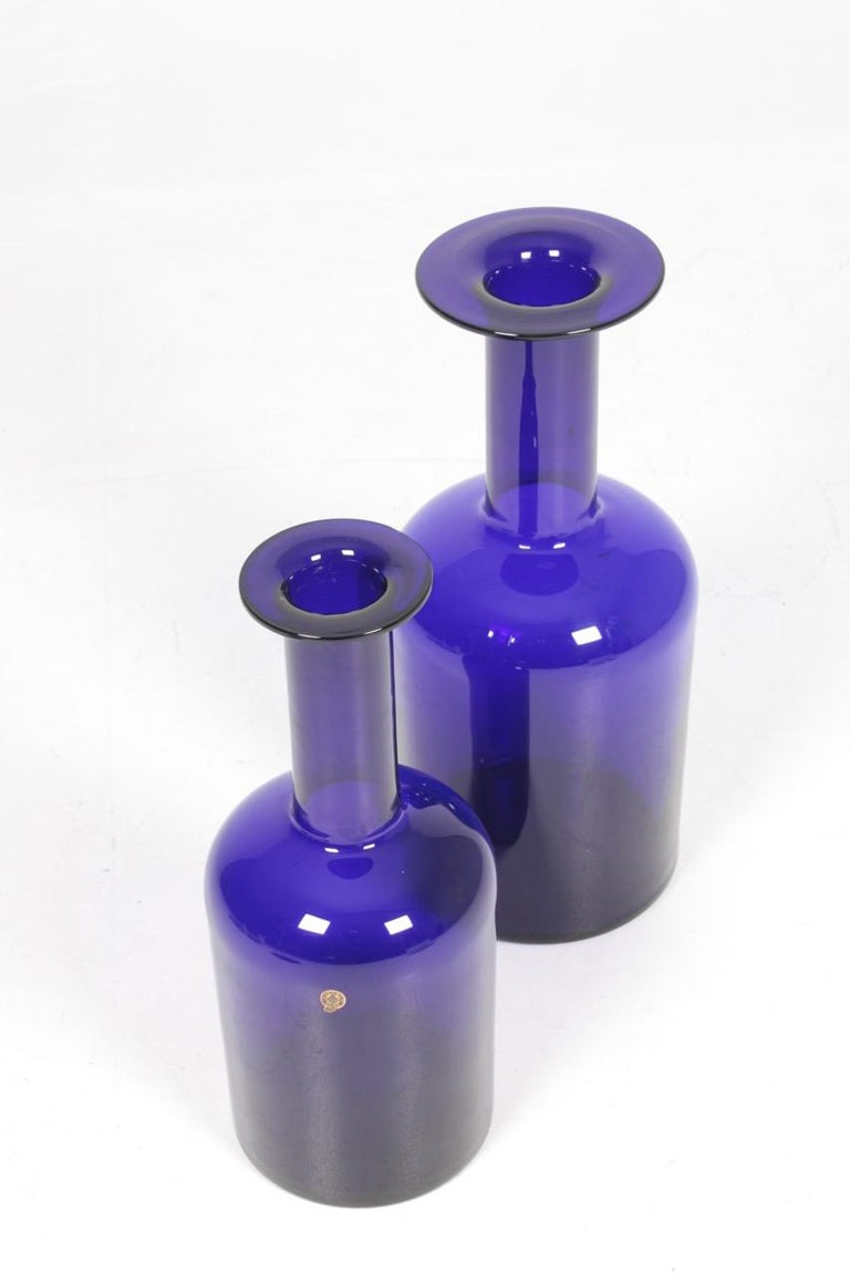 Pair of Decorative of Midcentury Vases in Blue Glass by Otto Bauer ...