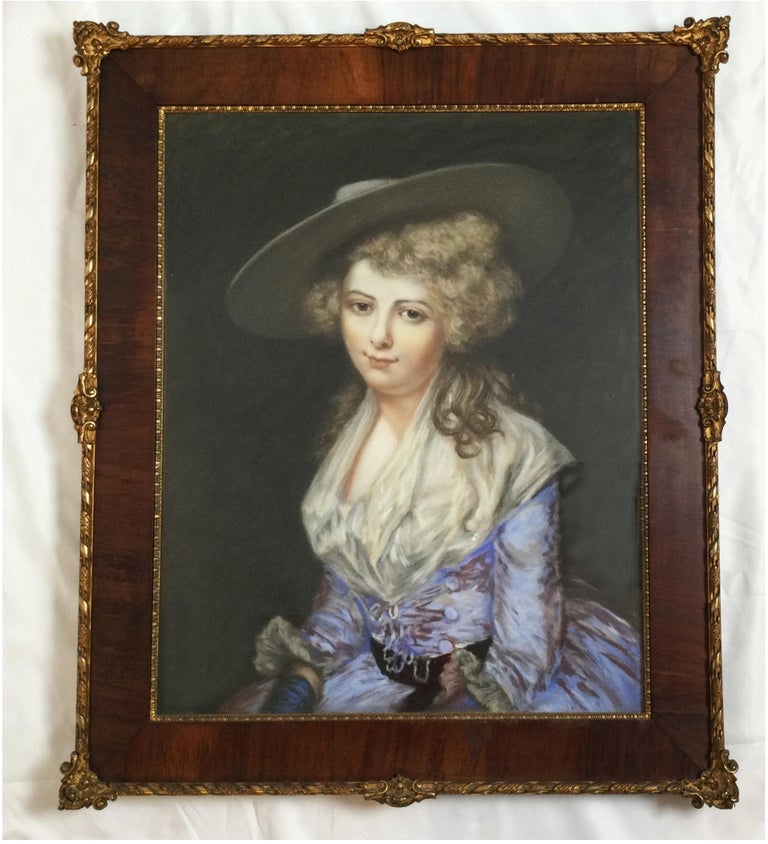 Pair of Early Continental Pastel Portraits in Period Frames Under Glass ...