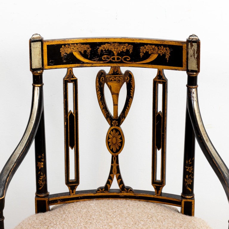 Pair Ebonized and Gold Regency Style Chairs For Sale at 1stDibs