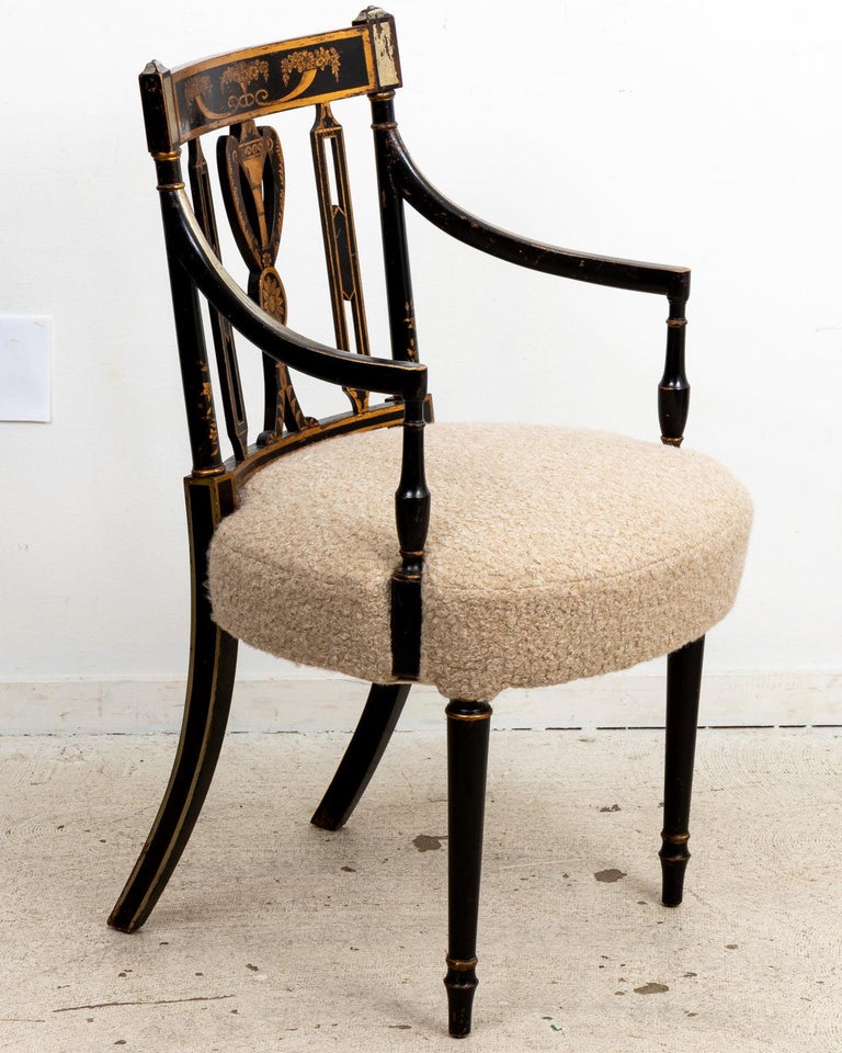 Pair Ebonized and Gold Regency Style Chairs For Sale at 1stDibs