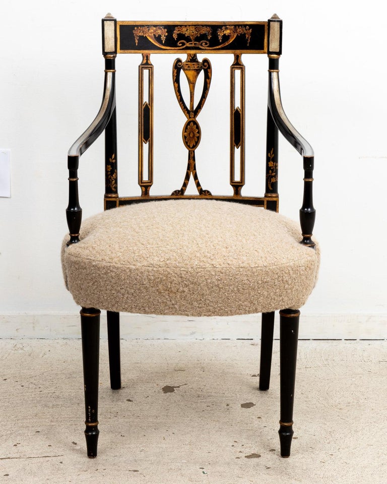 Pair Ebonized and Gold Regency Style Chairs For Sale at 1stDibs