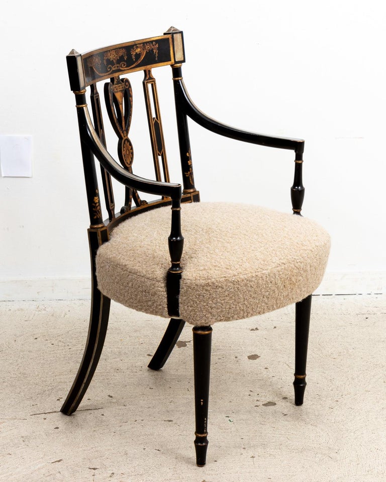 Pair Ebonized and Gold Regency Style Chairs For Sale at 1stDibs