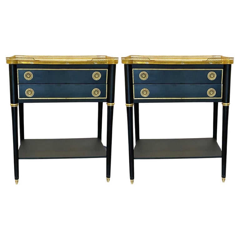 Pair Black Hollywood Regency Side, Lamp, End Tables, Nightstands ...