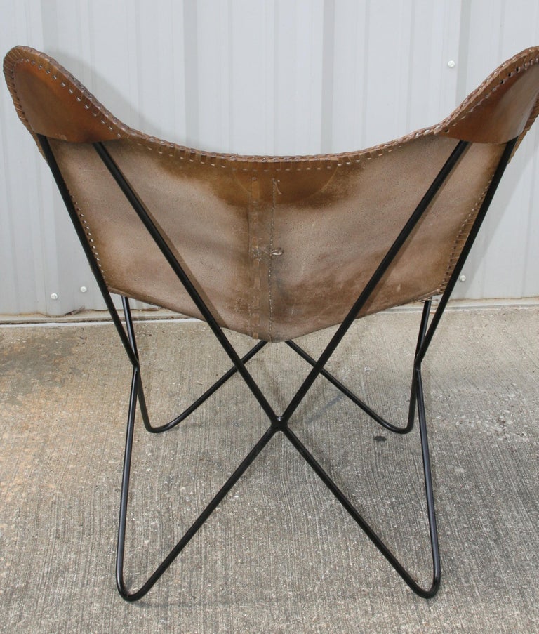 Pair of Elegant Comfortable Fine Leather and Solid Iron Easy Chair For ...