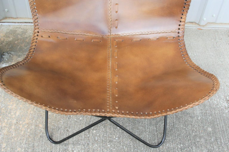 Pair of Elegant Comfortable Fine Leather and Solid Iron Easy Chair For ...