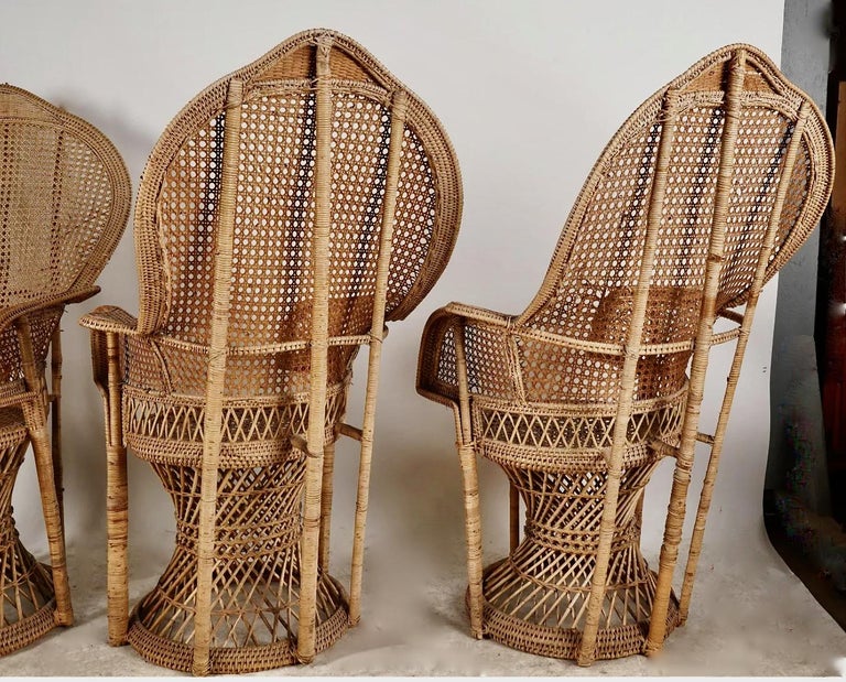 Pair Emmanuelle Wicker and Cane Chairs, c.1940-1960 at 1stDibs
