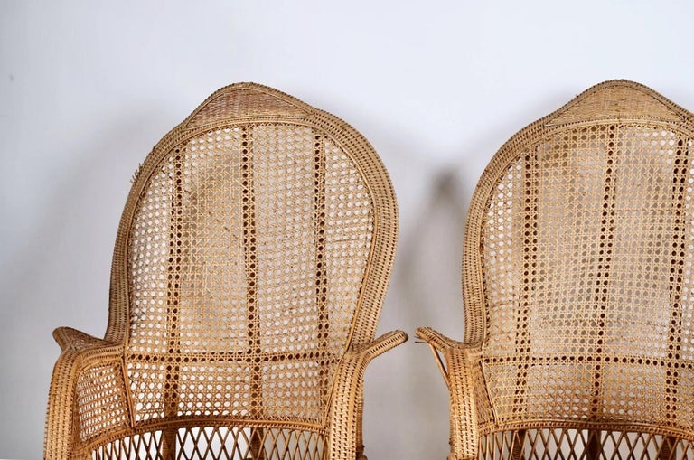 Pair Emmanuelle Wicker and Cane Chairs, c.1940-1960 at 1stDibs