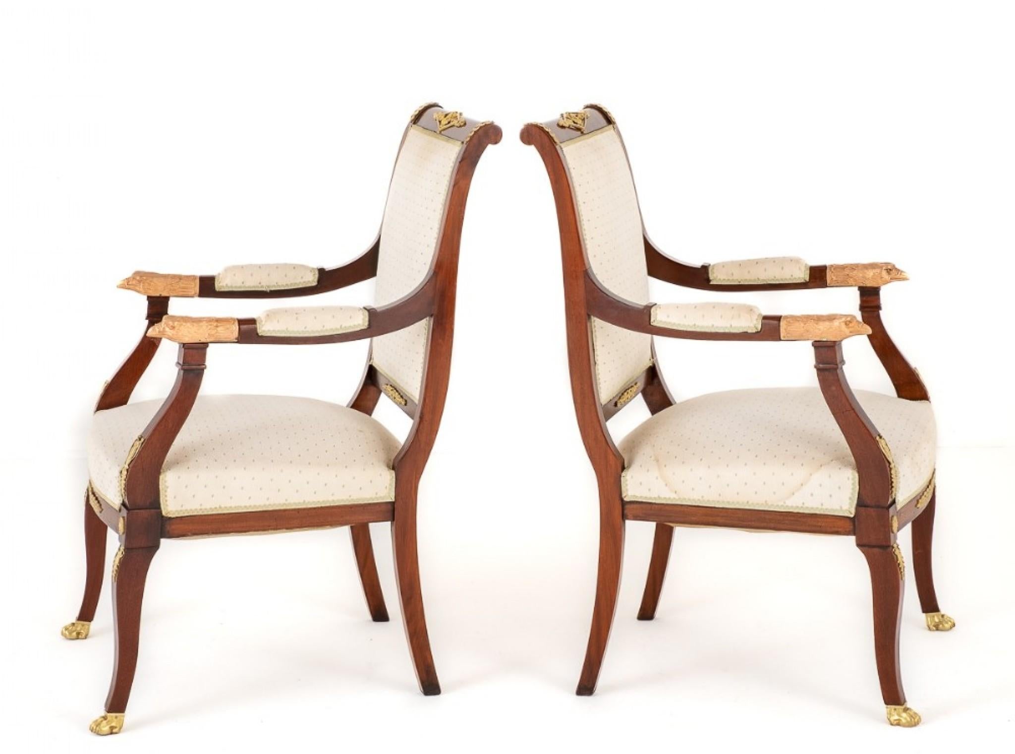 Pair Empire Armchairs French Chairs, 1880 For Sale at 1stDibs