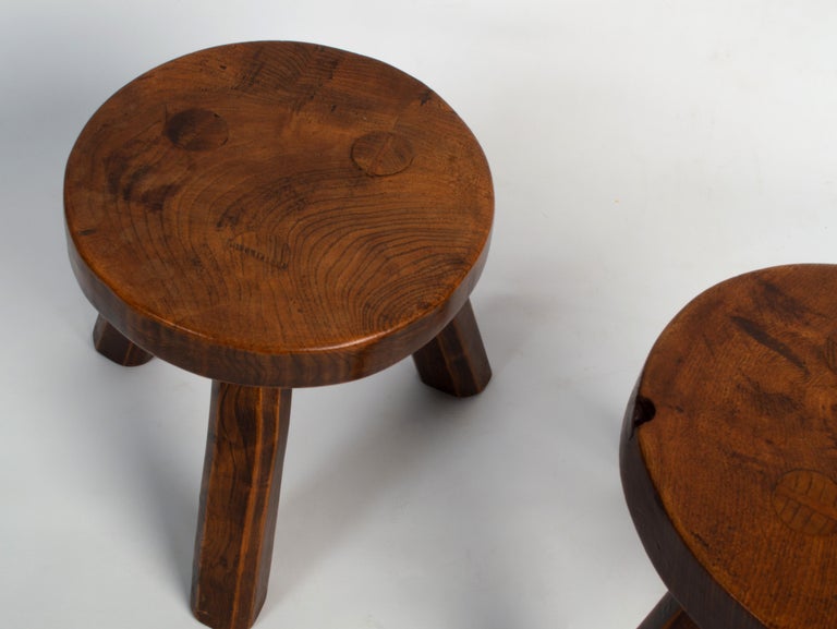 Pair English Arts and Crafts Elm Cricket Stools, circa 1950 For Sale at ...