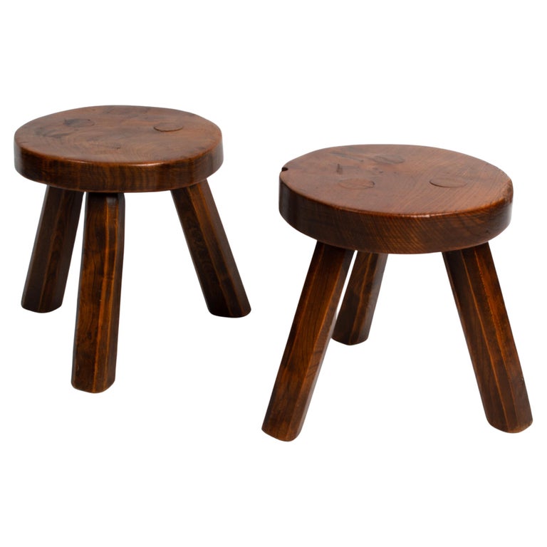 Pair English Arts and Crafts Elm Cricket Stools, circa 1950 For Sale at ...