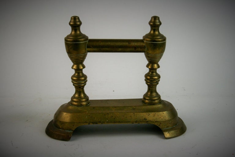 Antique Pair English Brass Fireplace Tool Rests with Urn Finials 19th ...