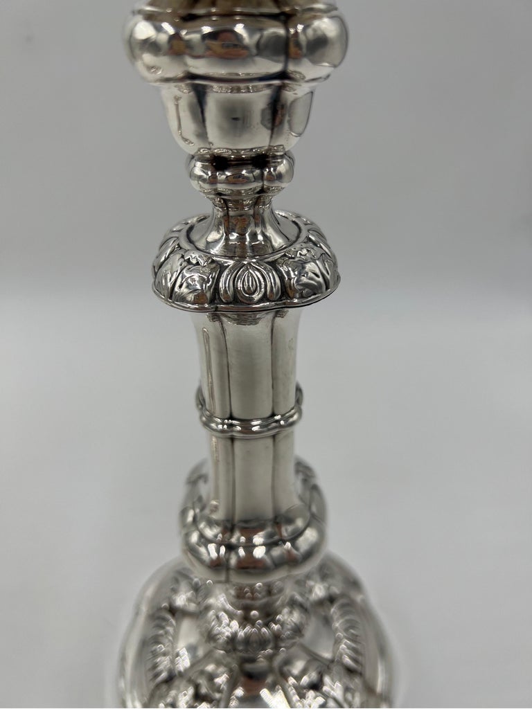Pair, English George II Sterling Silver Candlesticks w/ Acanthus Leaf ...