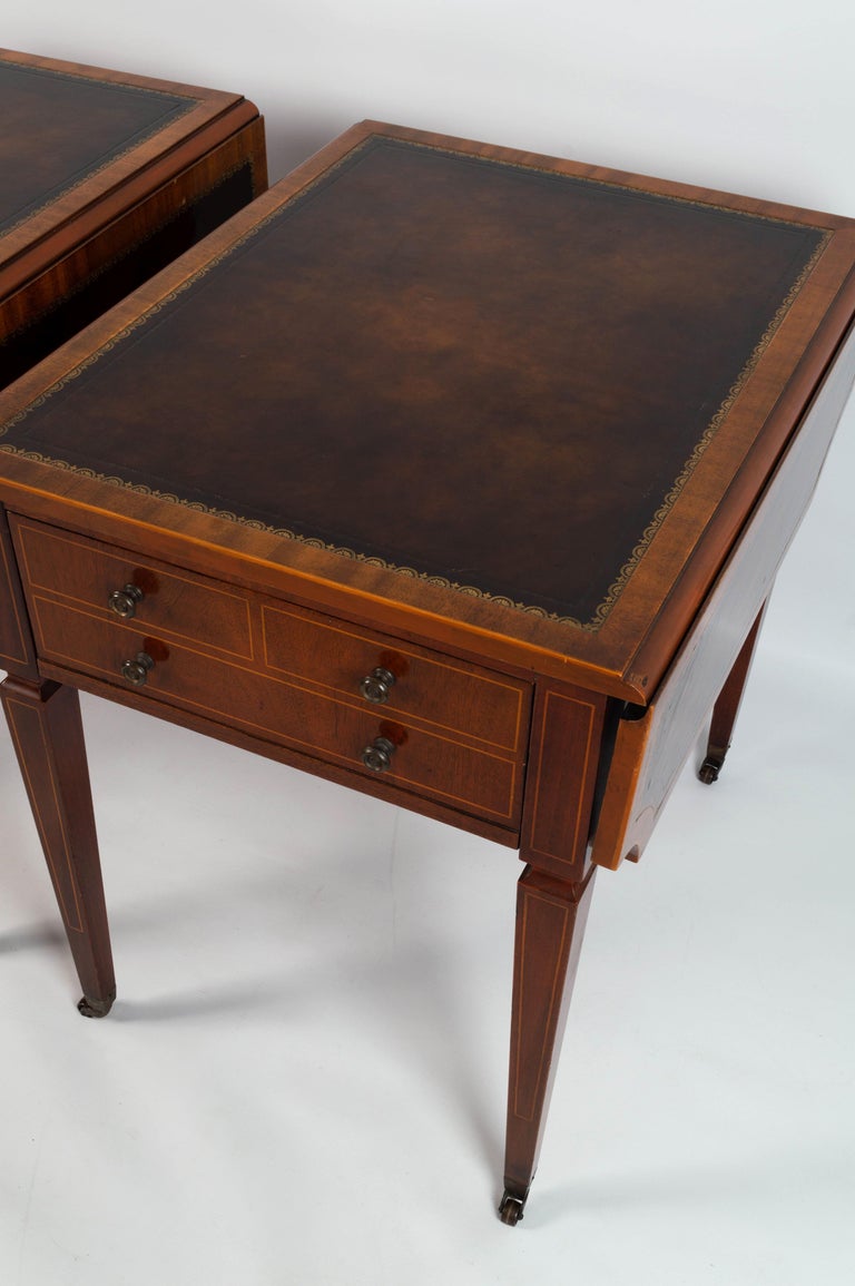 Pair English Georgian 18th Century Revival Leather Inset Drop Leaf Sofa ...