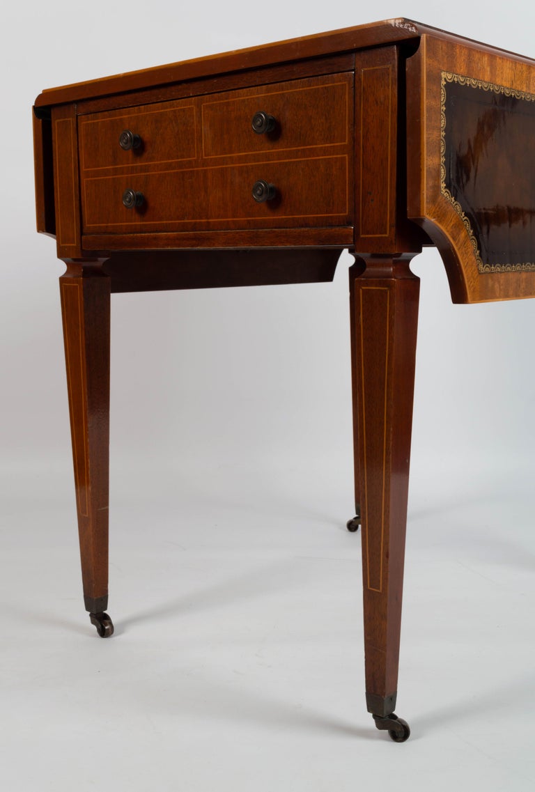 Pair English Georgian 18th Century Revival Leather Inset Drop Leaf Sofa ...