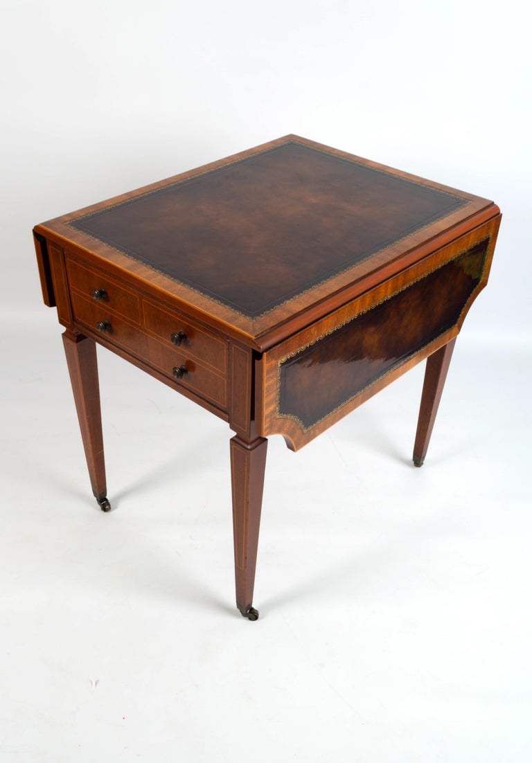 Pair English Georgian 18th Century Revival Leather Inset Drop Leaf Sofa ...